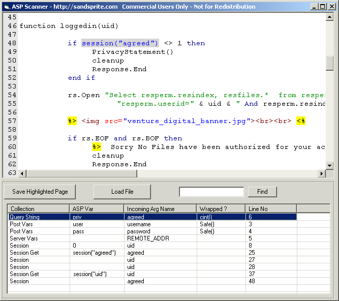 Asp Scan Specialized Security Audit Parser For Asp Pages